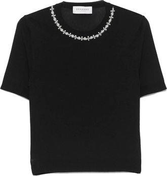 Ermanno Scervino Femme, Tops, Noir, Taille: 38 FR T-shirt manica corta applicazioni