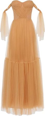Elisabetta Franchi Femme, Robes, Brun, Taille: 44 FR Red Carpet Tulle Dress