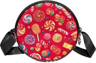 Generic Sac &agrave; bandouli&egrave;re rond pour femme, petit sac &agrave; bandouli&egrave;re Candy avec fermeture &eacute;clair, bretelles r&eacute;glables, sac &agrave; main rond d&eacute;contract&eacute; pour femmes e