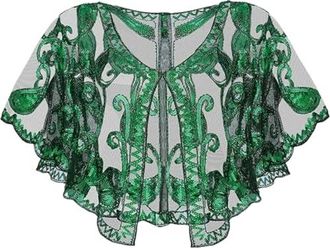 Generic Ch&acirc;les &agrave; perles pour robes de soir&eacute;e, cape de soir&eacute;e &agrave; paillettes, ch&acirc;le de mari&eacute;e, ch&acirc;le &agrave; paillettes pour femme f&ecirc;te formelle, Vert, Taille unique