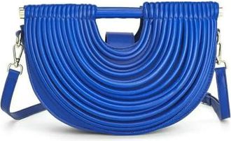 Generic NYSBH Sacs &agrave; main dor&eacute;s tiss&eacute;s &agrave; la main en corde nou&eacute;e Demi-lune argent&eacute;e Pochette de soir&eacute;e, bleu