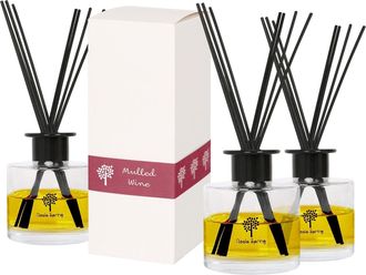 Nicola Spring Rattanstäbchen-Diffusoren - 200ml - Glühwein - 3X Heim Dekor Badezimmer Schlafzimmer Zimmer Ätherisches Öl Lufterfrischer mit Duftstäbchen | Weihnacht