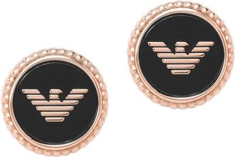 Emporio Armani Damen Ohrringe aus Edelstahl oder Halbedelsteinen mit Push-Back-Verschluss, Schwarz