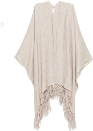 Brunello Cucinelli Femme, Vestes, Beige, Taille: ONE Size Cape &agrave; franges