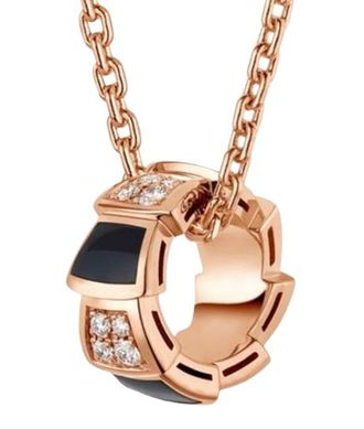 Bulgari 18ct Rose Gold Diamond Pave Serpenti Viper Necklace
