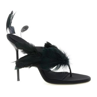 PARIS TEXAS Lidia Feather Thong Mule - - Shoes - Damen - Schwarzk - 36 EU