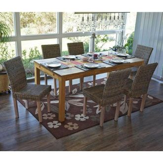 Mendler Mendler - Lot de 6 chaises de s&eacute;jour Littau chaise en osier, rotin kubu