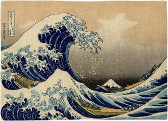 Fabulous Tischset aus Leinen - Hokusai Kanagawa Waves View Mount Fuji - Großes Format 40 x 28,5 cm