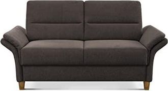 Cavadore 2er Sofa Wyk / 2-Sitzer-Couch im Landhausstil mit Federkern + Holzfüßen / 166 x 90 x 89 / Chenille, Braun