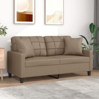 vidaXL 2-Sitzer-Sofa mit Zierkissen Cappuccino-Braun 140 cm Kunstleder Vidaxl