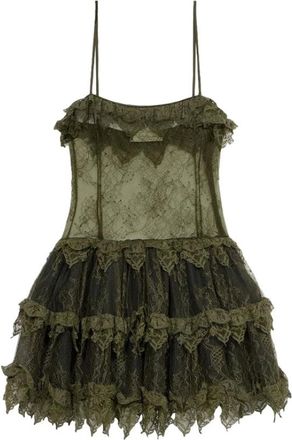 Blumarine Femme, Robes, Vert, Taille: 36 FR Spaghetti Strap Tiered Dress