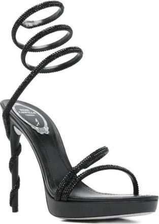 Rene Caovilla Femme, Chaussures, Noir, Taille: 39 EU Sandale &agrave; spirale orn&eacute;e de cristaux