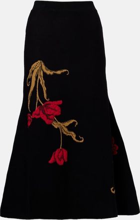 Erdem Jupe midi en jacquard &agrave; fleurs