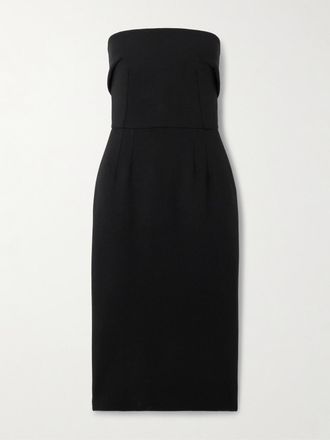 Dolce & Gabbana Robe Midi Bustier En Crêpe De Laine - Noir