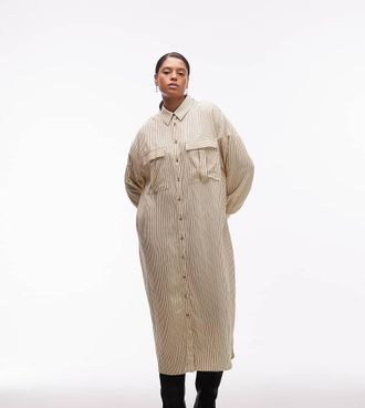 Asos Curve ASOS DESIGN Curve - Relaxed-Fit-Hemdkleid in Maxil&auml;nge mit Taschen-Gelb