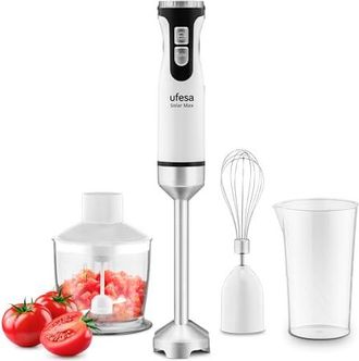 Ufesa Solar Max Stabmixer, Leistung 1200W, 12 Geschwindigkeiten + TURBO, 4 Edelstahlklingen, ergonomisches und spritzfreies Design, Zubeh&ouml;r inklusive, BPA-f