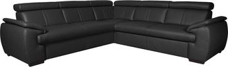 Loftscape home24 Ecksofa Typ B Schwarz/Schwarz Echtleder Mabel 265 x 265cm Modern