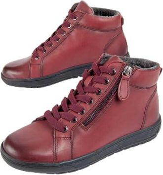 Purapiel Bottines d&eacute;contract&eacute;es en cuir pour femme 99462, Bordeaux, 40 EU