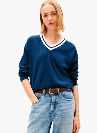 Tommy Hilfiger Pull droit &agrave; col V en coton