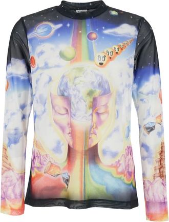Casablanca Homme, Tops, Multicolore, Taille: XL Tattoo Mesh Long Sleeve Top