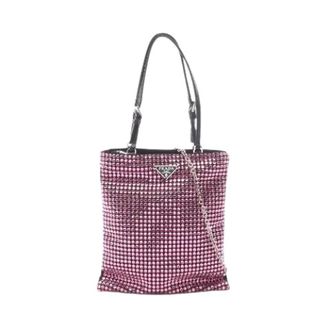 Prada Pre-owned Triangle Logo Crystal Fabric Leather 2way Handbag - - Pre-owned - Damen - Rosa - ONE SIZE