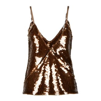 Federica Tosi Elegantes &auml;rmelloses Top mit Stretchstoff - - Tops - Damen - Braun - M