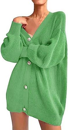 Generic Cardigan ouvert sur le devant | Pull femme oversize en tricot | Veste de survêtement pour femme oversize, col en V, cardigan élégant, couleur unie, co