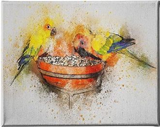 Homemania HM20KNV45x70-96 Papageien-Tafel für Wohnzimmer, Schlafzimmer, Mehrfarbig, Polyester, Holz, 45 x 3 x 70 cm