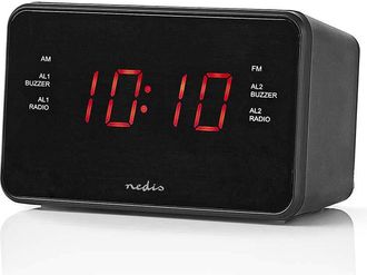Nedis Digital-Wecker-Radio - LED-Anzeige - 1x 3,5 mm Audio-Eingang - Zeitprojektion - AM/FM - Snooze-Funktion - Sleep Timer - Anzahl Alarme: 2 - Schwarz