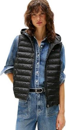 Tommy Hilfiger Veste sans Manches Femme Padded Global Stripe Vest avec Capuche, Noir (Black), 3XL