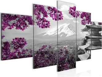 Runa Art Bilder Japan 200 x 100 cm 5 Teilig XXL Wanddekoration Design Rosa Grau 009151b