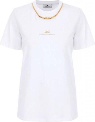 Elisabetta Franchi Femme, Tops, Blanc, Taille: 40 FR Logo Printed T-Shirt