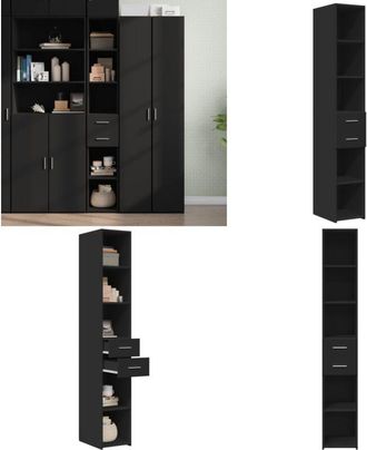 vidaXL Highboard Schwarz 30x42,5x185 cm Holzwerkstoff - Sideboard - Hochschrank - Wohnzimmerm&ouml;bel - Holz Sideboard - Schwarz - Home & Living