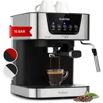 Klarstein Klarstein Cafetiere avec Mousseur de Lait, Cafeti&egrave;res 1.5L, Machines &agrave; Caf&eacute;, Machines &agrave; expresso 15 Bar, Petite Cafeti&egrave;re Electrique Acier Inoxydable