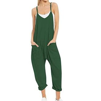 Generic Salopette pour femme, baggy large, avec poches, taille montagne, d&eacute;contract&eacute;e, bretelles fines, grand pantalon avec grandes poches, sarouel, doux et c
