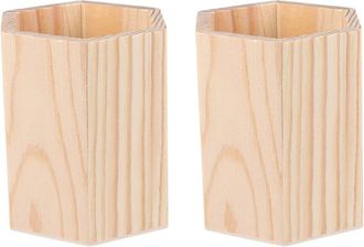 Pretyzoom 2st&uuml;cke Holzbeh&auml;lter Stiftehalter Unlackiert Einzelf&auml;cher Massivholz-organizerbox F&uuml;r Kosmetika Scheren Und Stifte Diy-boxbeh&auml;lter Home Office Aufbewa