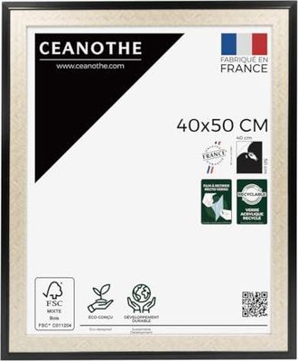 Ceanothe Cadre Photo 40x50 cm Bois et Cannage Souvenir Voyage D&eacute;coration - Convient au A3 de la Collection Palma - Verre acrylique Incassable - Fabriqu&eacute; en Fra