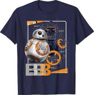Star Wars The Last Jedi BB-8 Schematic Card Poster T-Shirt