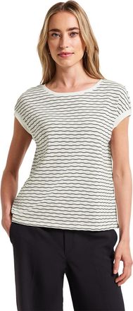 Street One Damen A323500 Shirt mit welligen Streifen, Off White, 44