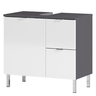 Germania home24 Waschbeckenunterschrank I 60 x 56 x 34cm Grau/Weiß/Weiß/Graphit