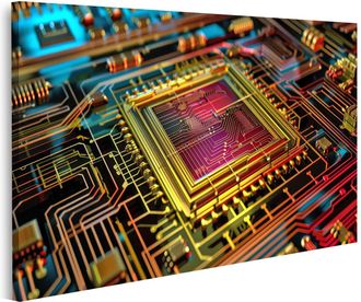 Islandburner Bild auf Leinwand Farbige Schaltkreis Strukturen Elektronik Vision Futuristisch Technisc Bilder Wandbilder Poster