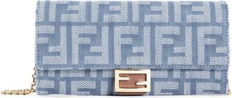 Fendi FF Denim-Effect Baguette Chain Wallet