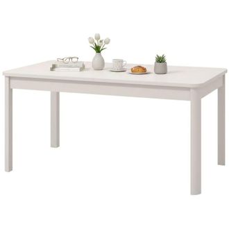 Dmora Fester Tisch Tonara, 6 Pl&auml;tze, rechteckig, Tischplatte aus veredeltem Holz, 160x90,5x76,5h cm, Wei&szlig;