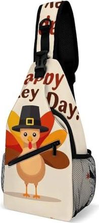 Generic Sacoche Port&eacute; &eacute;paule Poulet mignon de Thanksgiving Casual Sacs Poitrine Antivol Crossbody Bag pour Randonn&eacute;e &eacute;cole Cyclisme