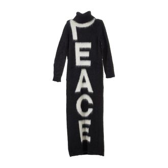 Moschino Langes Strickkleid mit Peace-Intarsien - - Dresses - Damen - Schwarzk - M