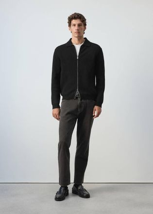Mango Cardigan en m&eacute;lange de laine c&ocirc;tel&eacute;e noir - Homme - XXL - MANGO MAN
