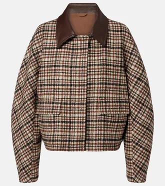 Brunello Cucinelli Jacke aus einem Wollgemisch mit Leder