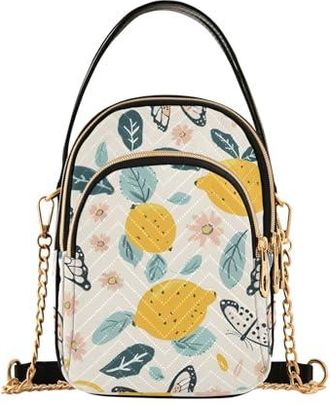 Mnsruu Sac à bandoulière pour femme avec motif citron, fleurs, papillons, sac à main, petit sac à bandoulière avec sangle réglable