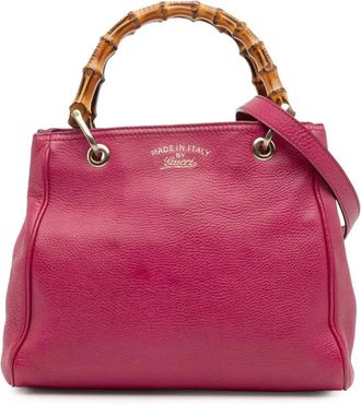 Gucci petit sac à bandoulière Bamboo Shopper en cuir de veau (2016-2025) - Rose