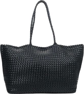 Estro & Luminara Femme, Sacs, Noir, Taille: ONE Size Sac shopper en cuir v&eacute;ritable tiss&eacute;